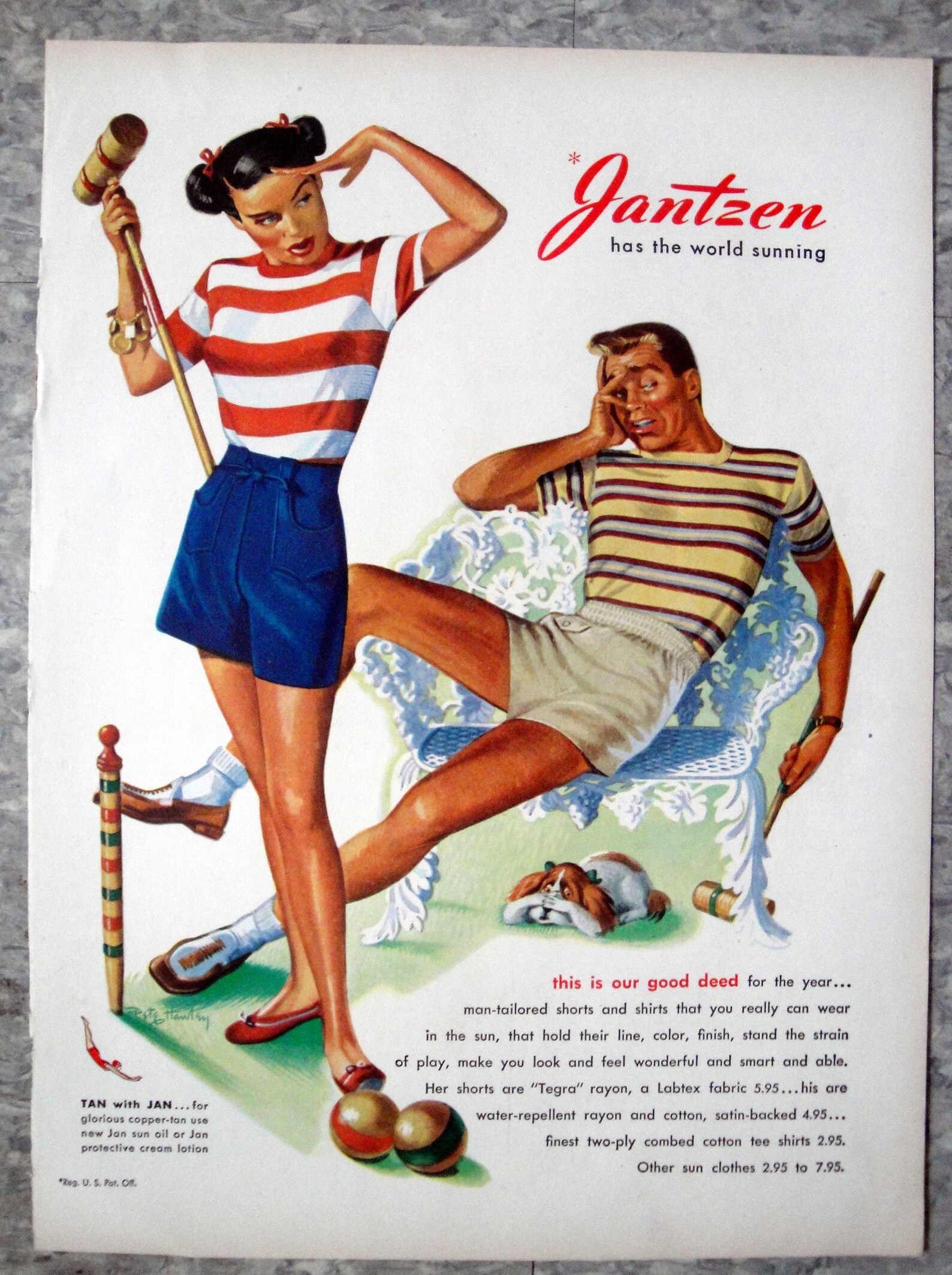 1947 Jantzen Sun Clothes Pete Hawley Art Croquet Original 13.5 - Etsy