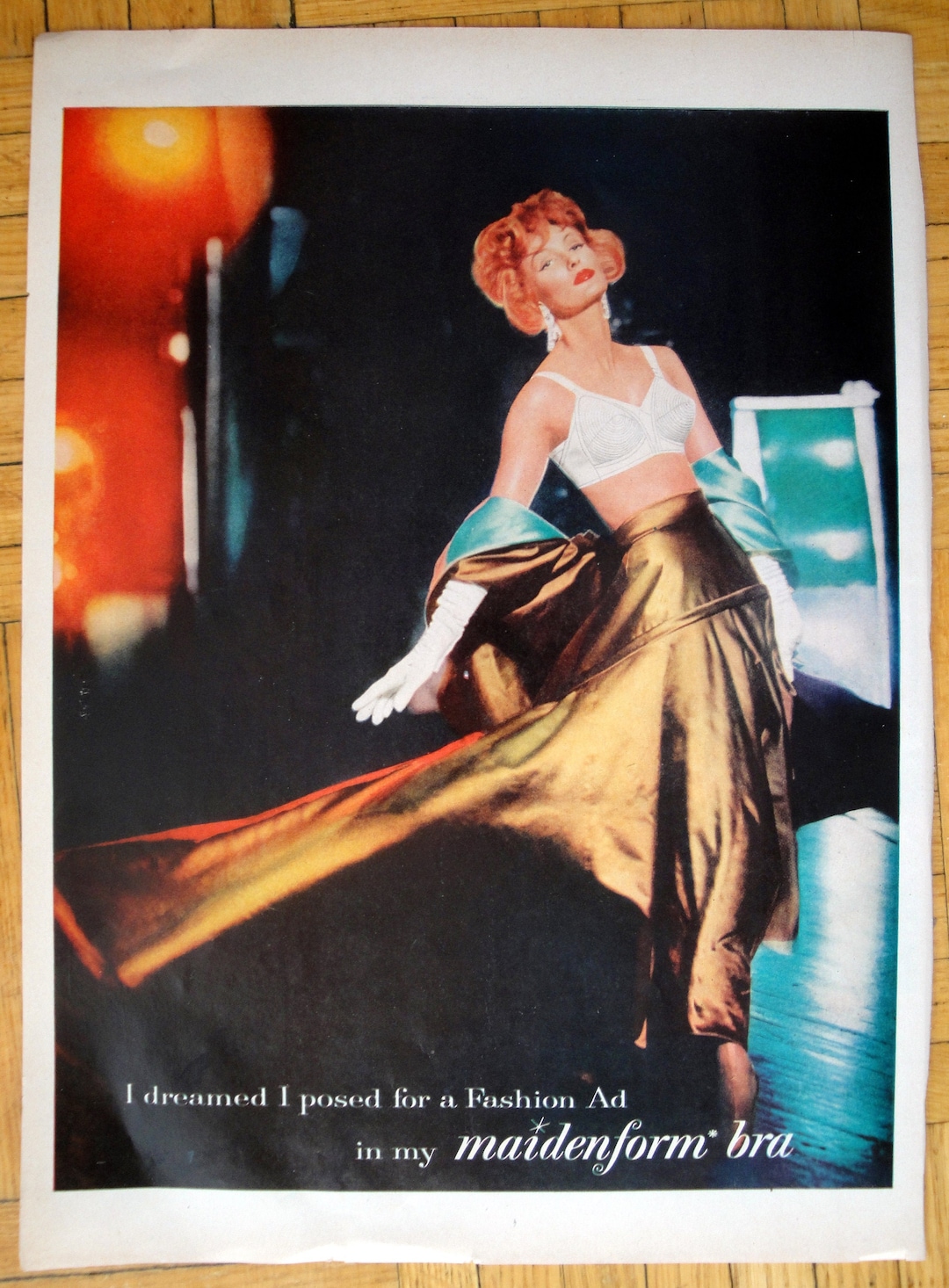1958 Maidenform Bra I Dreamed Posed 4 Fashion Ad-original 13.5 * 10.5 ...