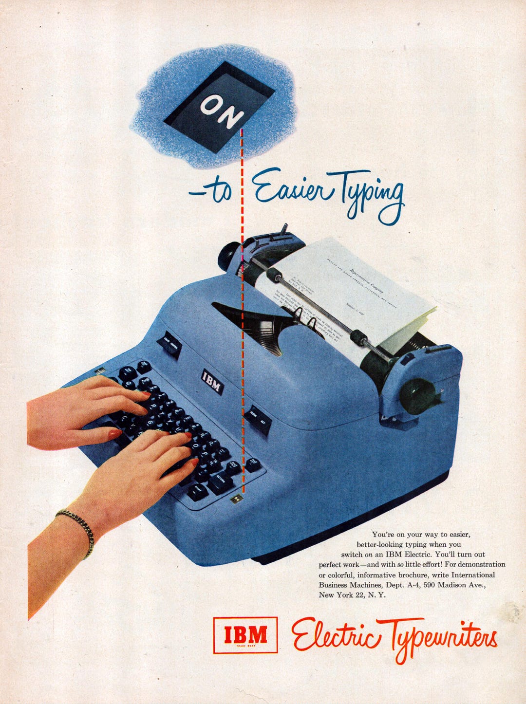 1952 IBM Electric Typewriter Easier Typing Original 13.5 * 10.5 ...