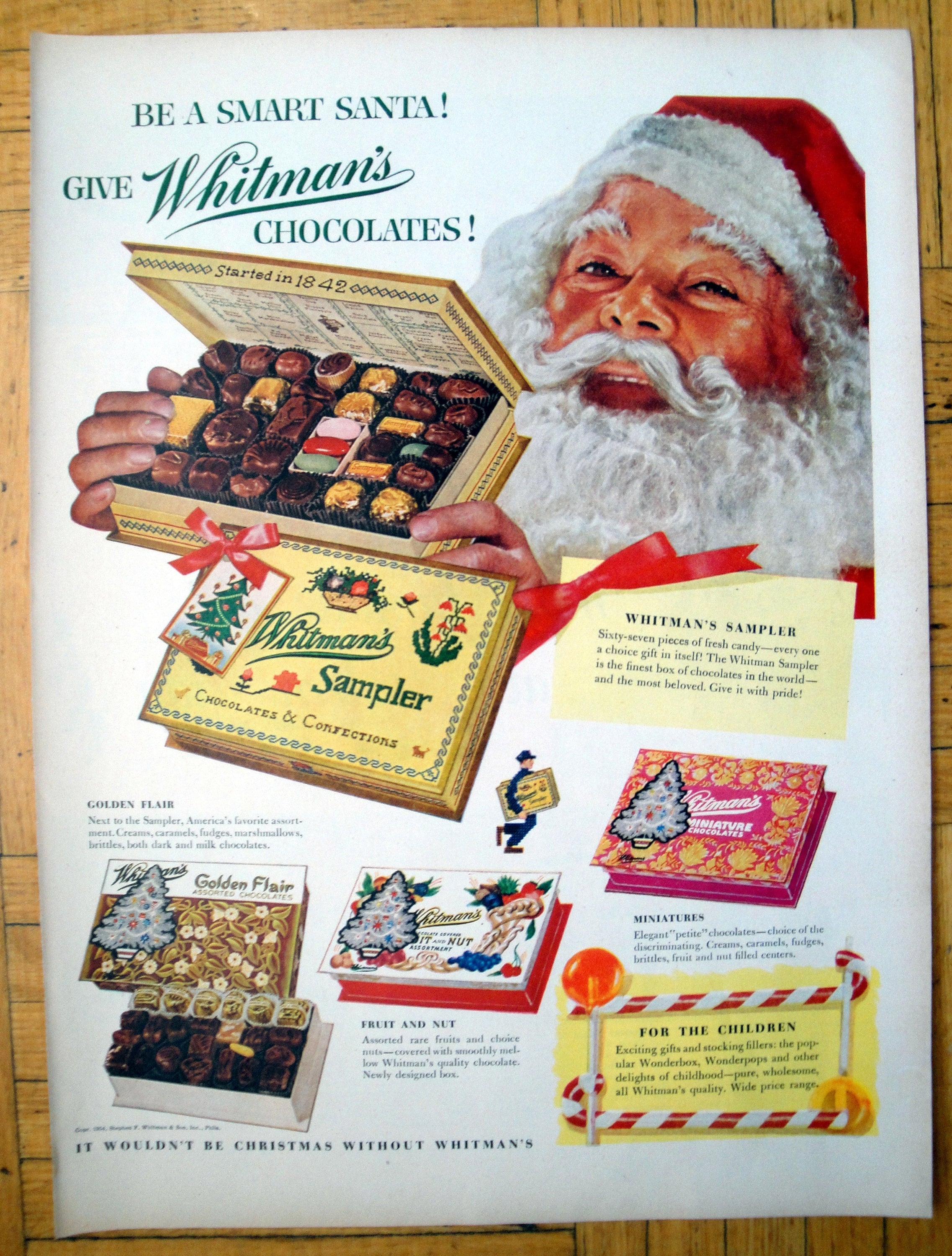 1954 Whitman's Chocolate Sampler-smart Santa-original 13.5 - Etsy