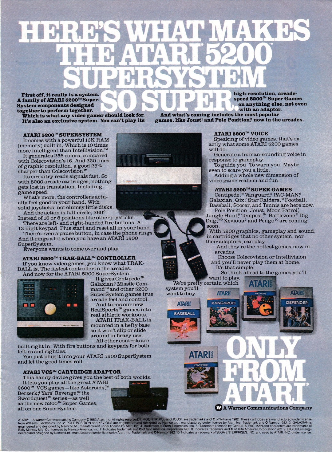 1983 Atari 5200 Supersystem Pac-man Trak-ball Controller Original Magazine Ad - Etsy