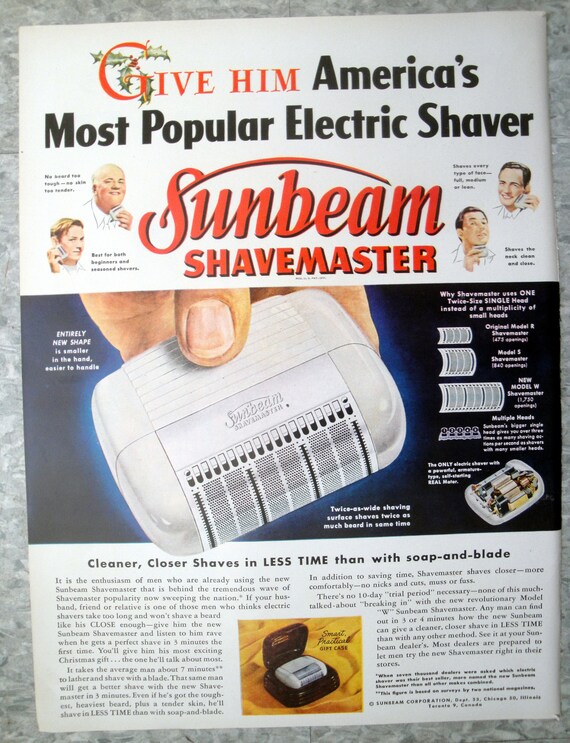 1949 Sunbeam Shavemaster-electric Razor-original 13.5 10.5 - Etsy Canada