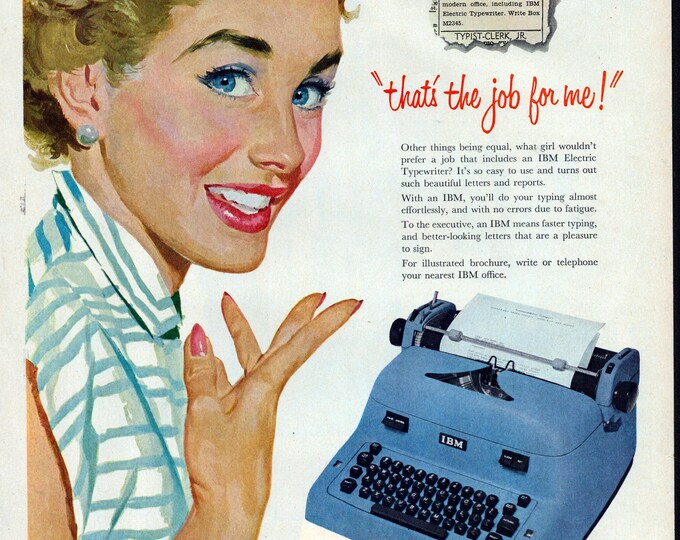 1953 IBM Electric Typewriter This Job is for Me Original 13.5 * 10.5 ...