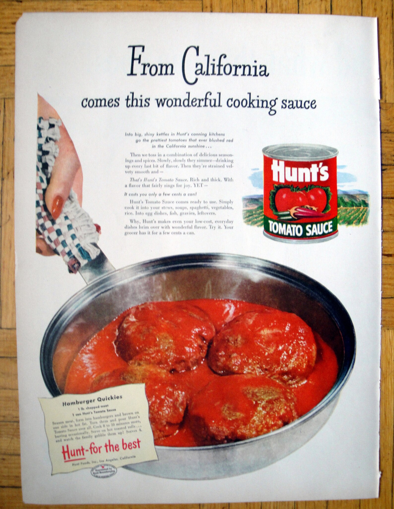 1947 Hamburger Quickly Recipe Hunt's Tomato Sauce Original | Etsy