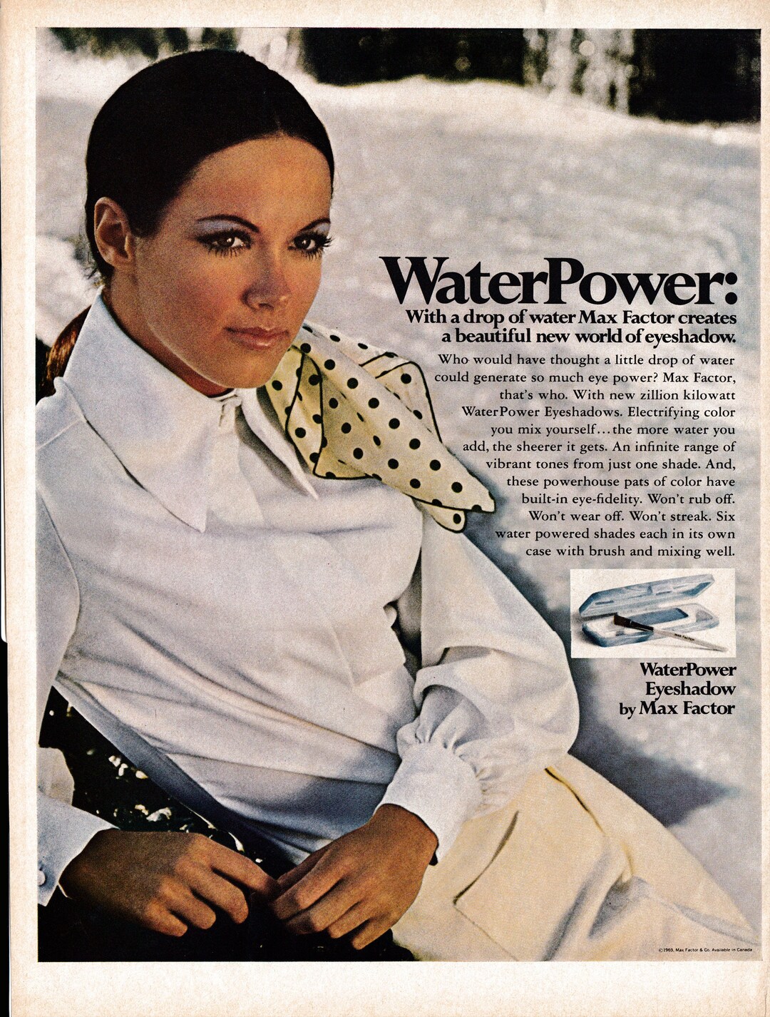 1969 Max Factor Eye Shadow Water Power-won't Streak-original 13.5 * 10. ...