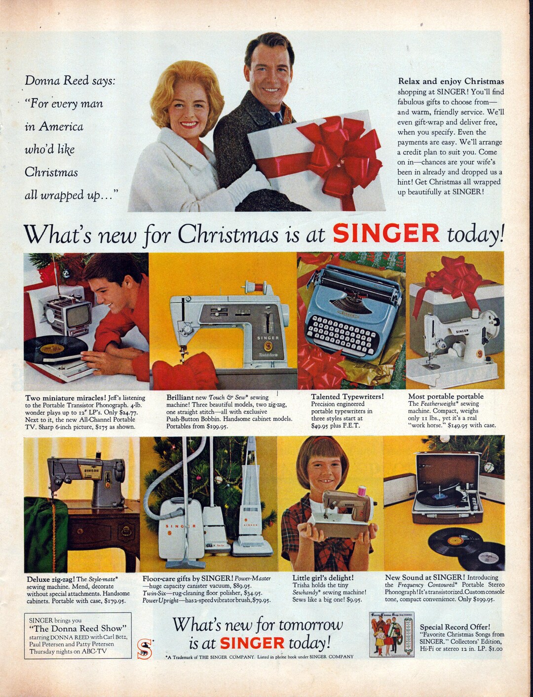 1964 Singer Sewing Machine Gifts for Christmas Original 13.5 * 10.5 ...