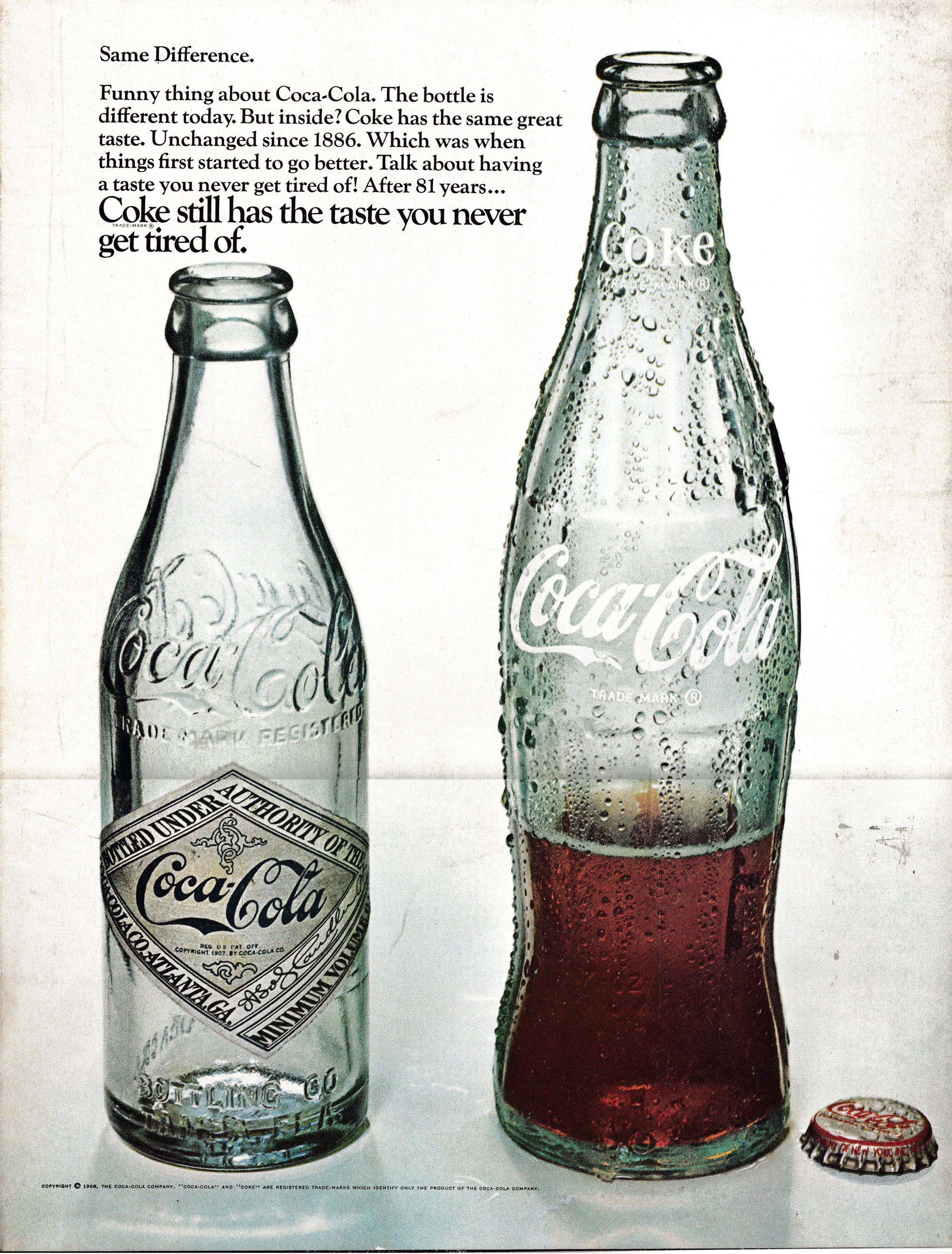 1968 Coke Coca-cola-old 1907 68 Bottle-original 13.5 10.5 Magazine Ad ...