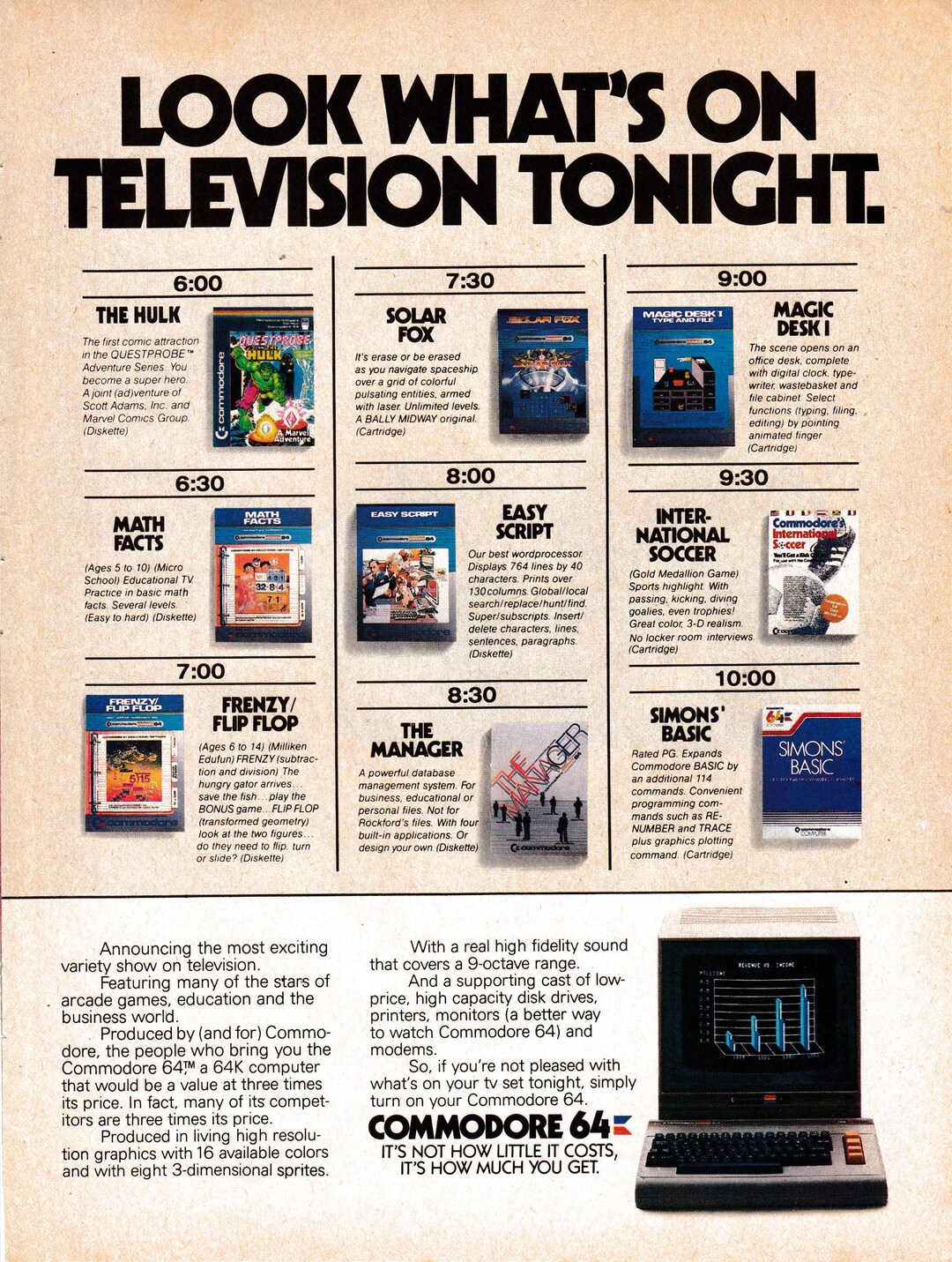 1983 Commodore 64 Computer Gaming System Original Magazine Ad - Etsy