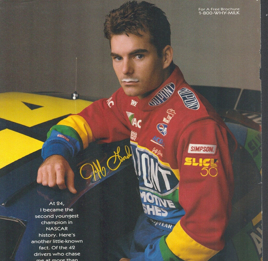 1997 Jeff Gordon Milk Mustache Original Magazine Ad - Etsy