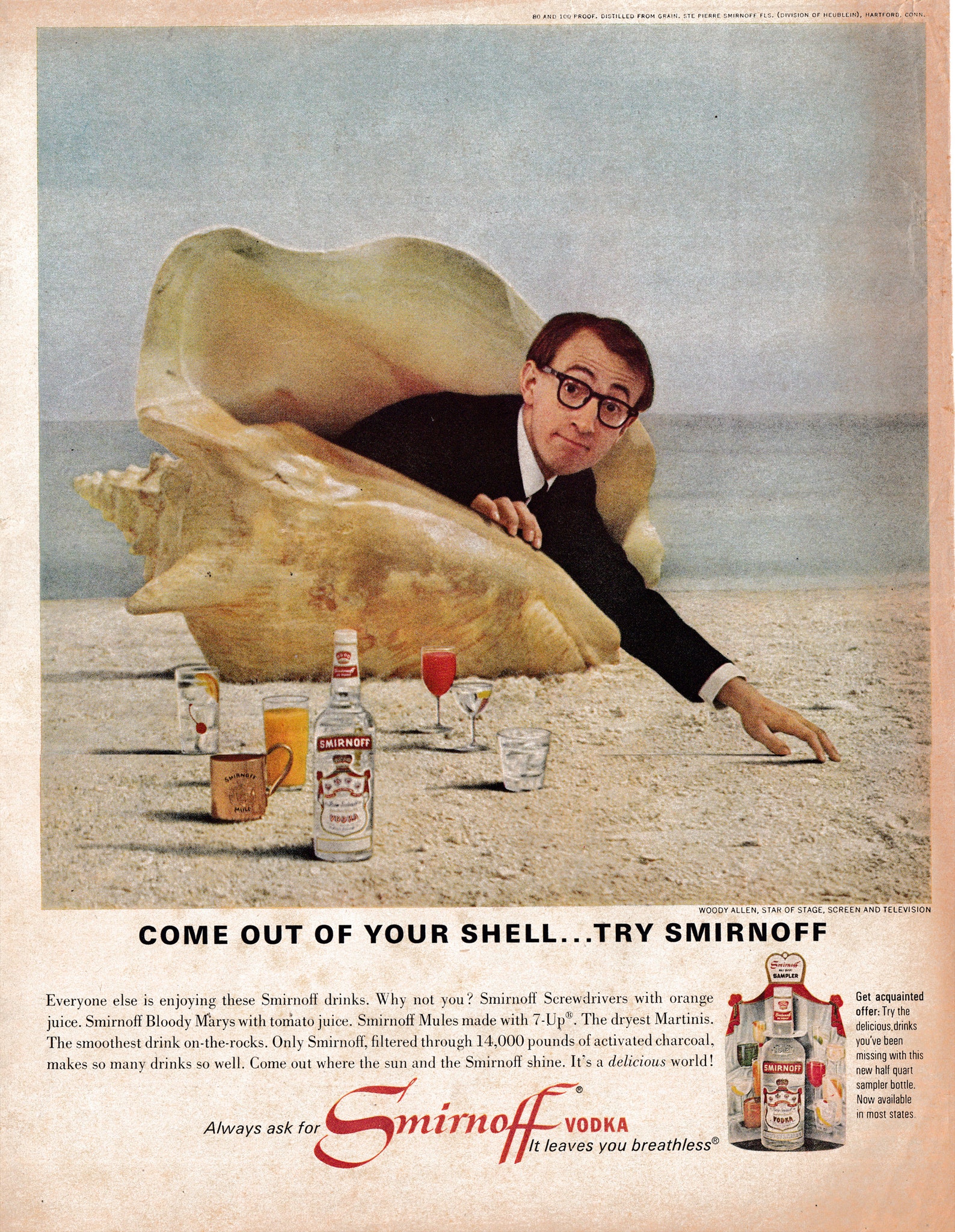1966 Woody Allen-coming Out of Shell-smirnoff Original 13.5 - Etsy