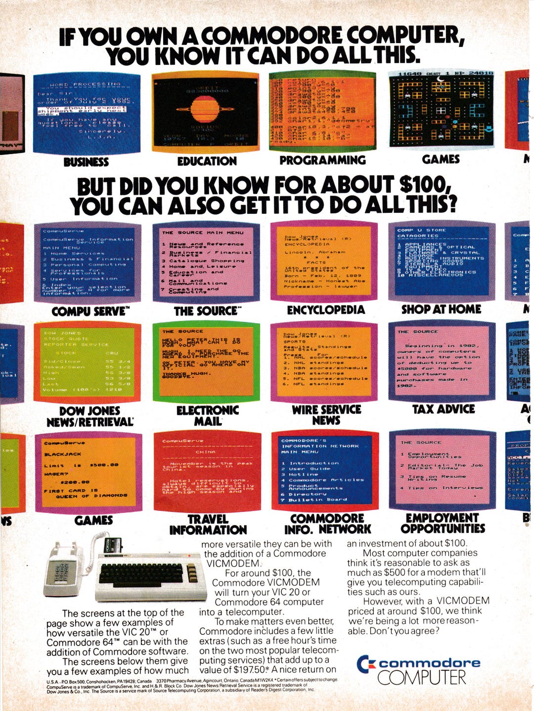 1983 Commodore 64 Computer-vic 20 Modem Original Magazine Ad - Etsy