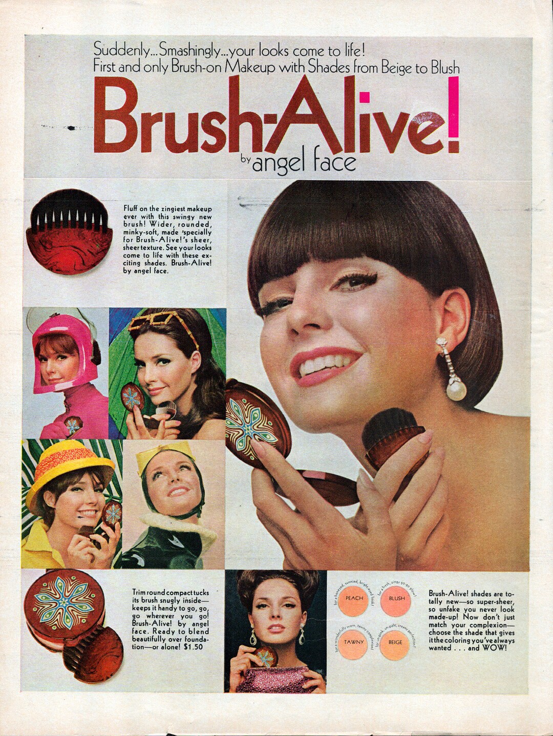 1965 Brush Alive Makeup Angel Face Original 13.5 * 10.5 Magazine Ad - Etsy