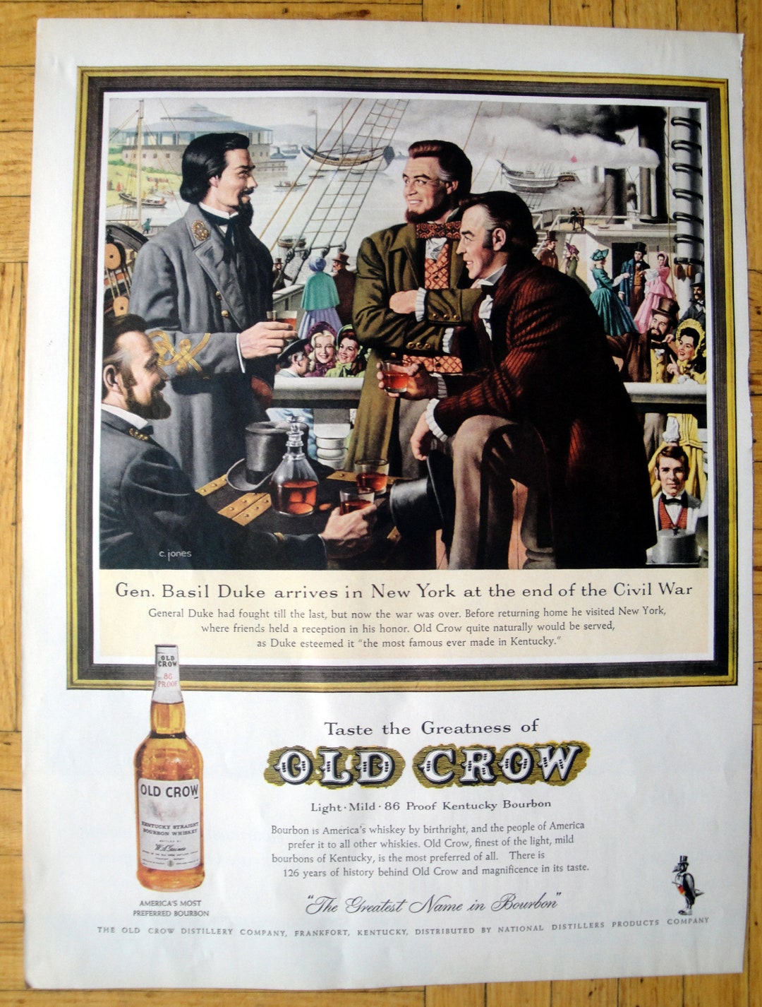 1961 General Basil Duke in New York Old Crow Whiskey Original 13.5 10.5 ...