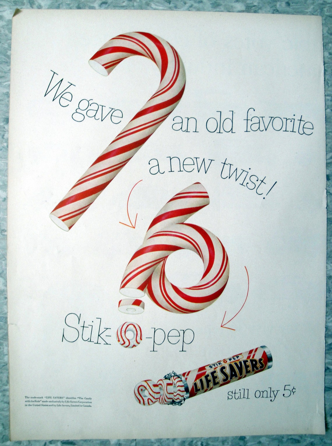 1951 Life Saver Peppermint Stick-o-pep Candy Cane New Twist - Etsy Canada