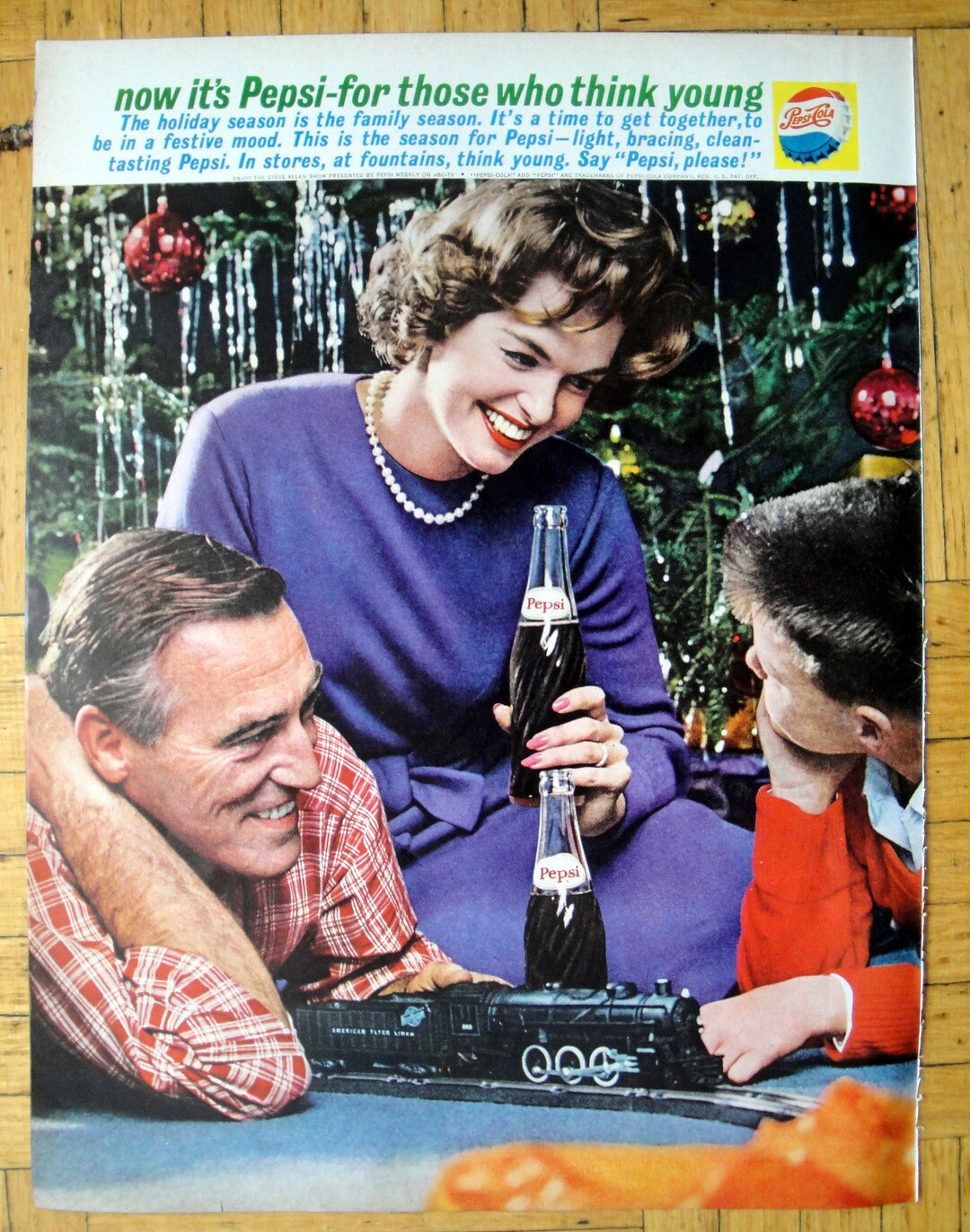 1961 Pepsi-cola-toy Train Locomotive Engine-original 13.5 10.5 Magazine ...