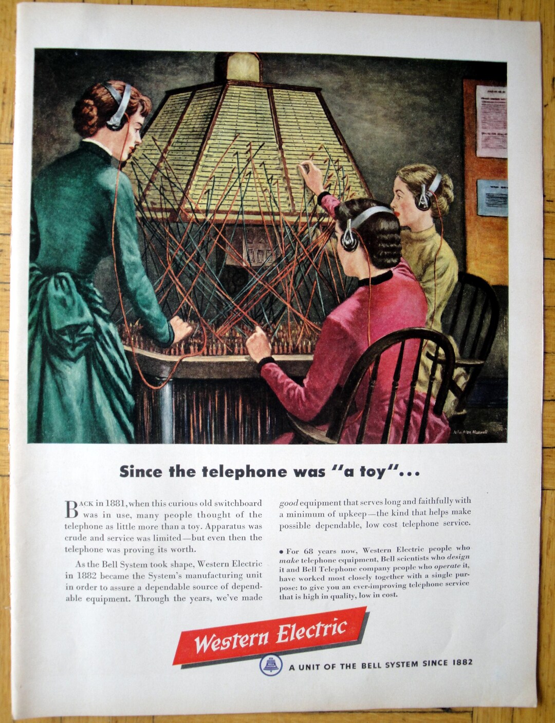 1950 Western Electric-1881 Switchboard Pictured-original 13.5 * 10.5 ...