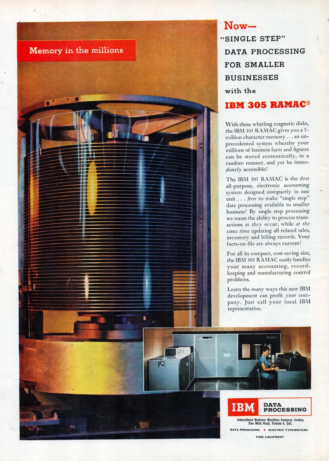 1957 IBM 305 Ramac Data Storage + Processing Magnetic Disks Original ...