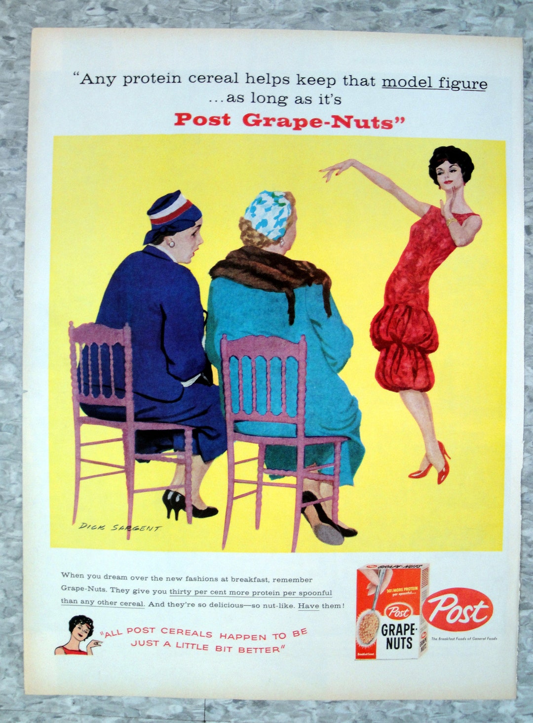 1958 Post Grape Nuts-dick Sargent Photo-fashion-original 13.5 - Etsy