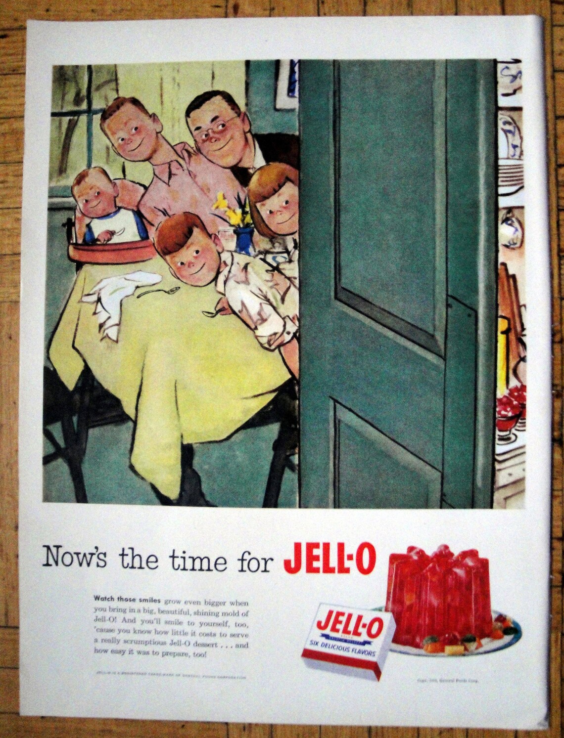 1952 JELL-O Jello Now Is The Time-Family Dinner-Original 13.5 | Etsy