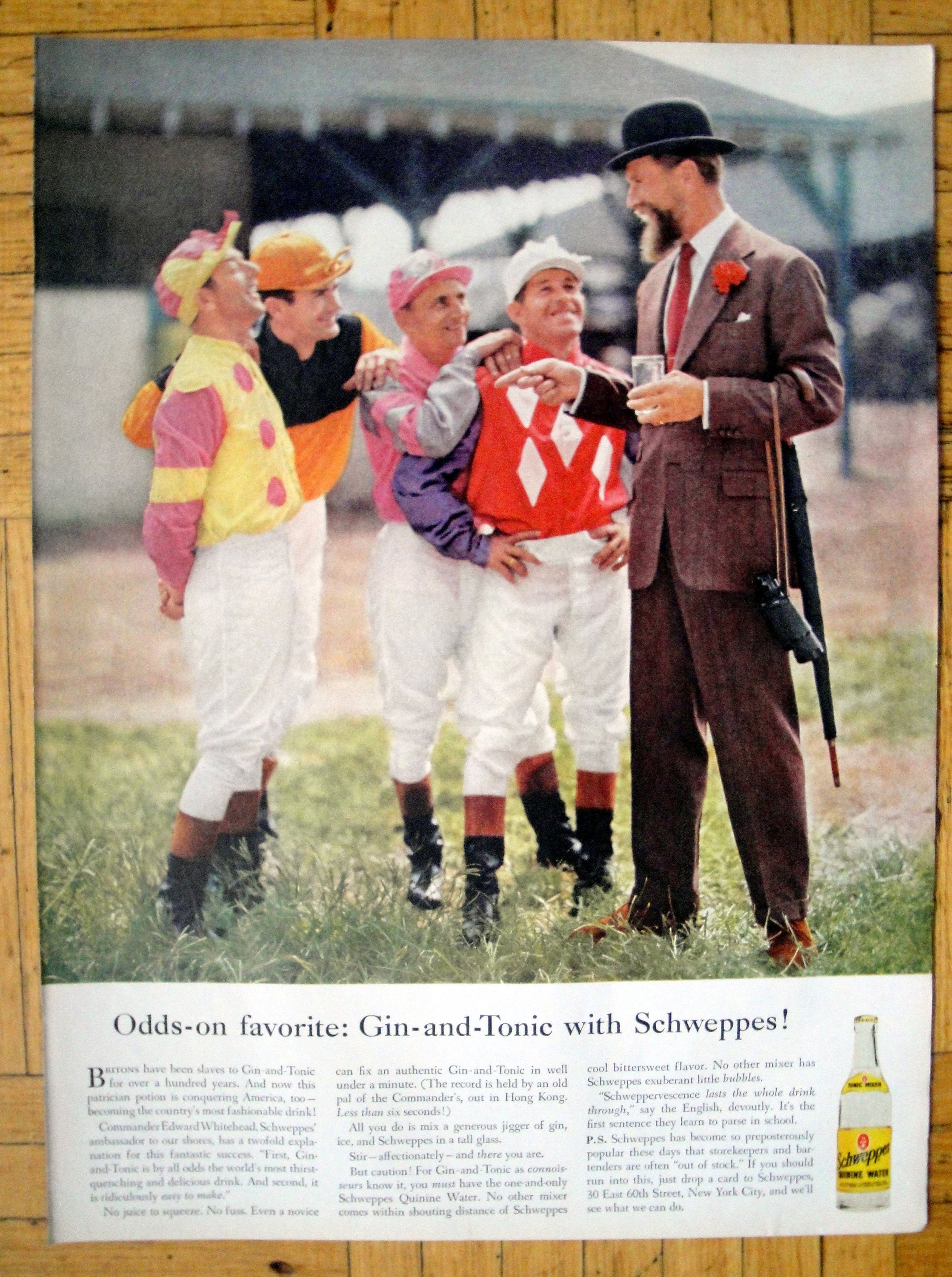 1956 Commander Edward Whitehead Jockeys Schweppes Original 13.5 10.5 ...