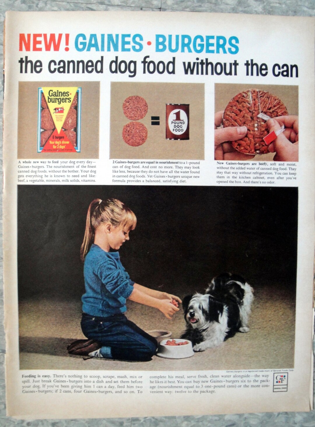 1964 Terrier Gaines Burger Dog Food Original 13.5 10.5 Magazine Ad - Etsy