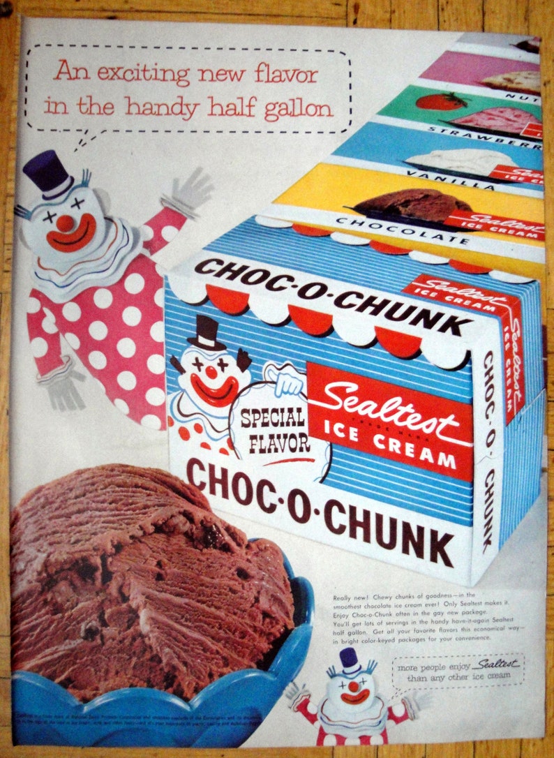 1956 Choc-o-chunk 1/2 Gallon Sealtest Ice Cream-original 13.5 - Etsy