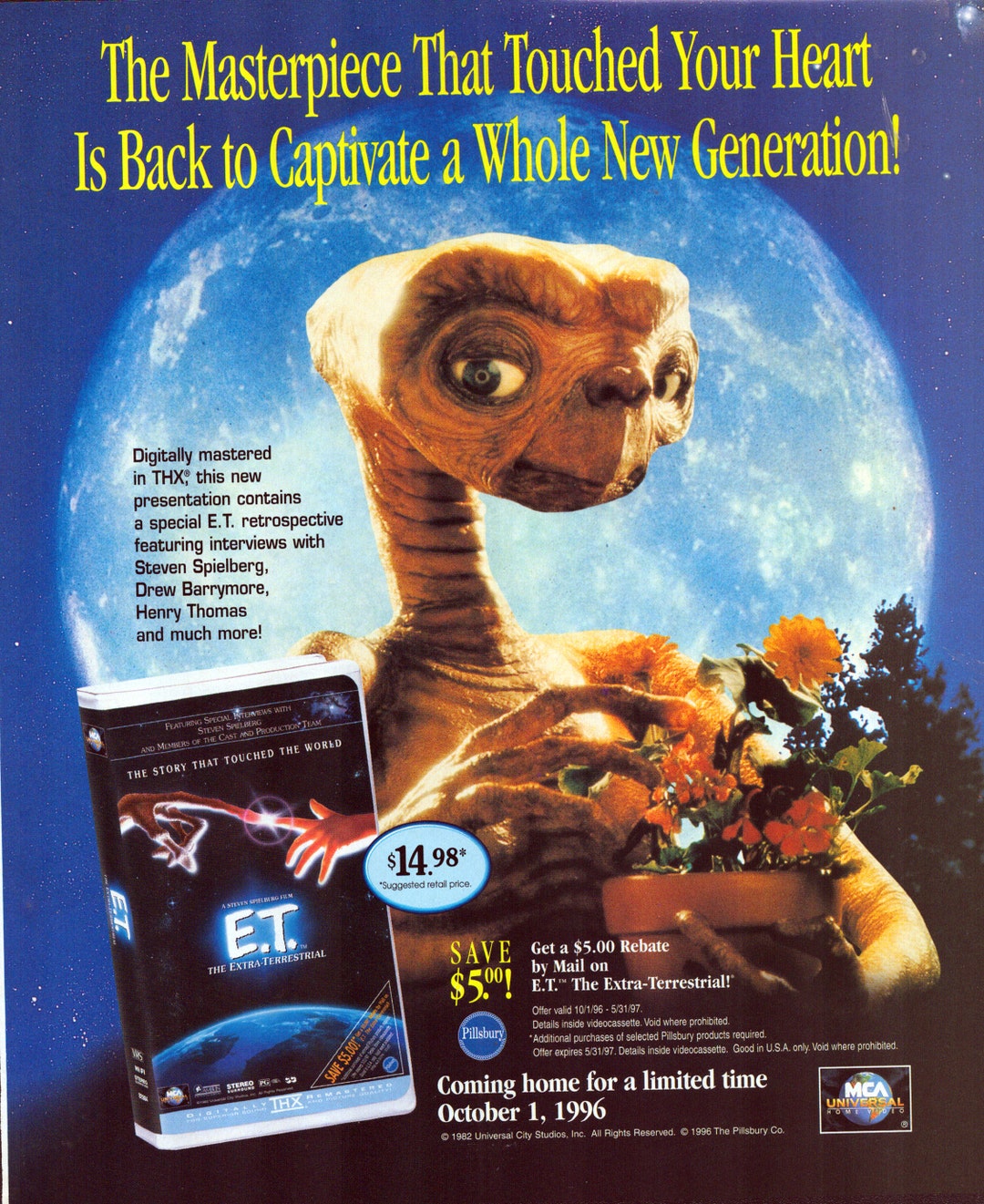 1996 ET Digitally Remastered VHS Tape Original Magazine Ad - Etsy
