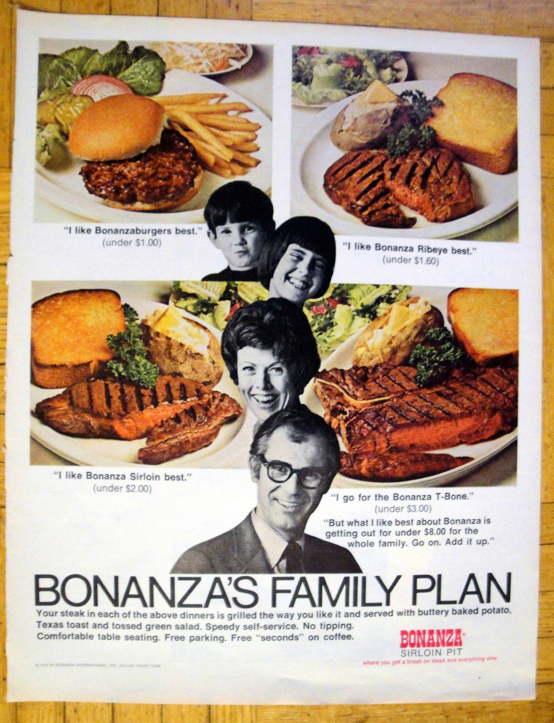 1970 Bonanza Sirloin Pit Steak House Restaurant Original 13.5 - Etsy