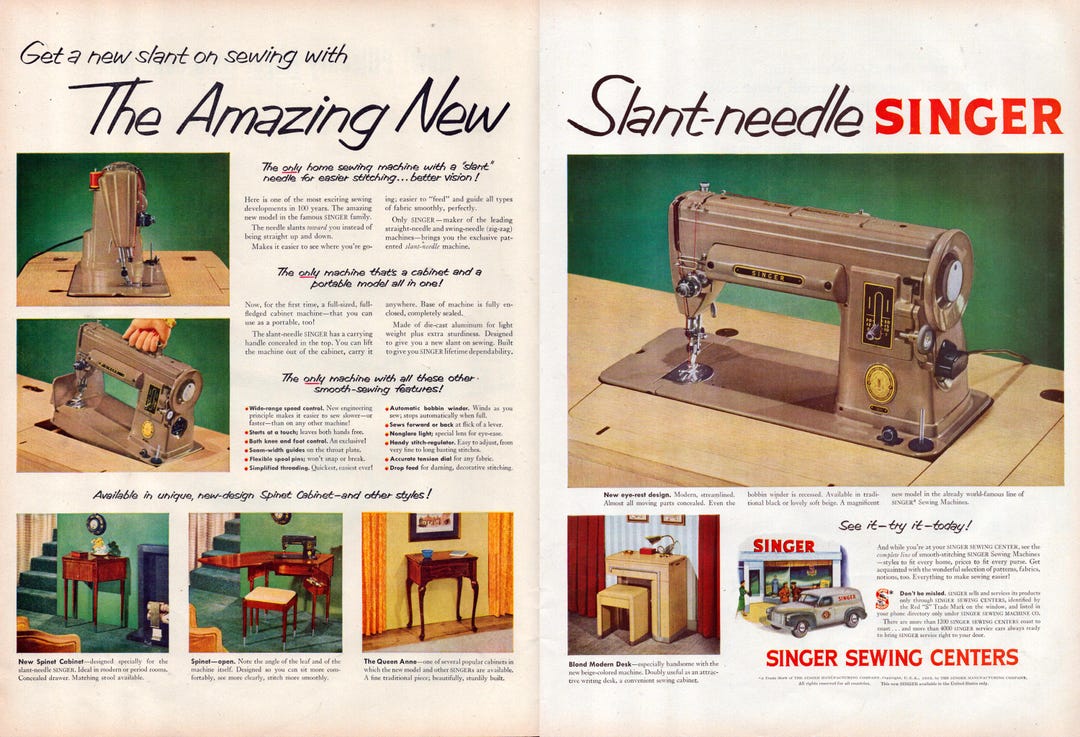 1952 Singer Slant Needle Sewing Machine New Amazing Original 2 Page 13. ...