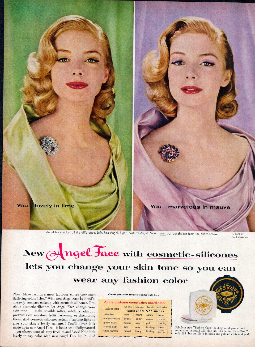 1960 Ponds Angel Face Pink Natural Color Original 13.5 10.5 Magazine Ad ...