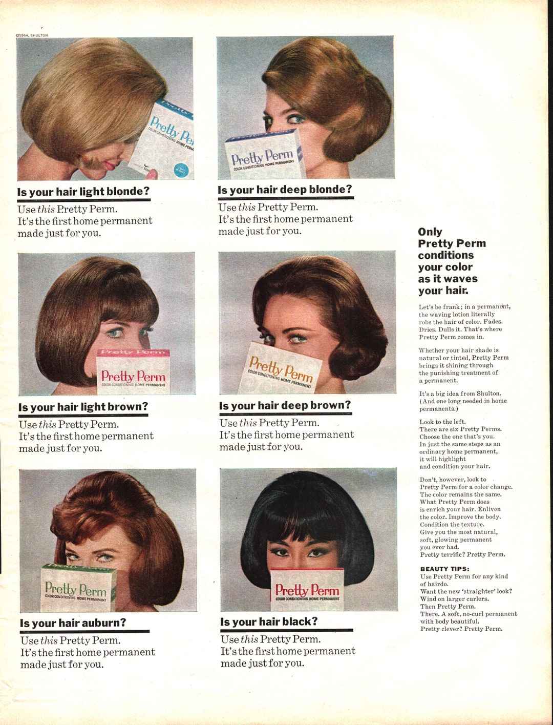 1964 Pretty Perm Home Permanent Kit Original 13.5 10.5 Magazine Ad - Etsy