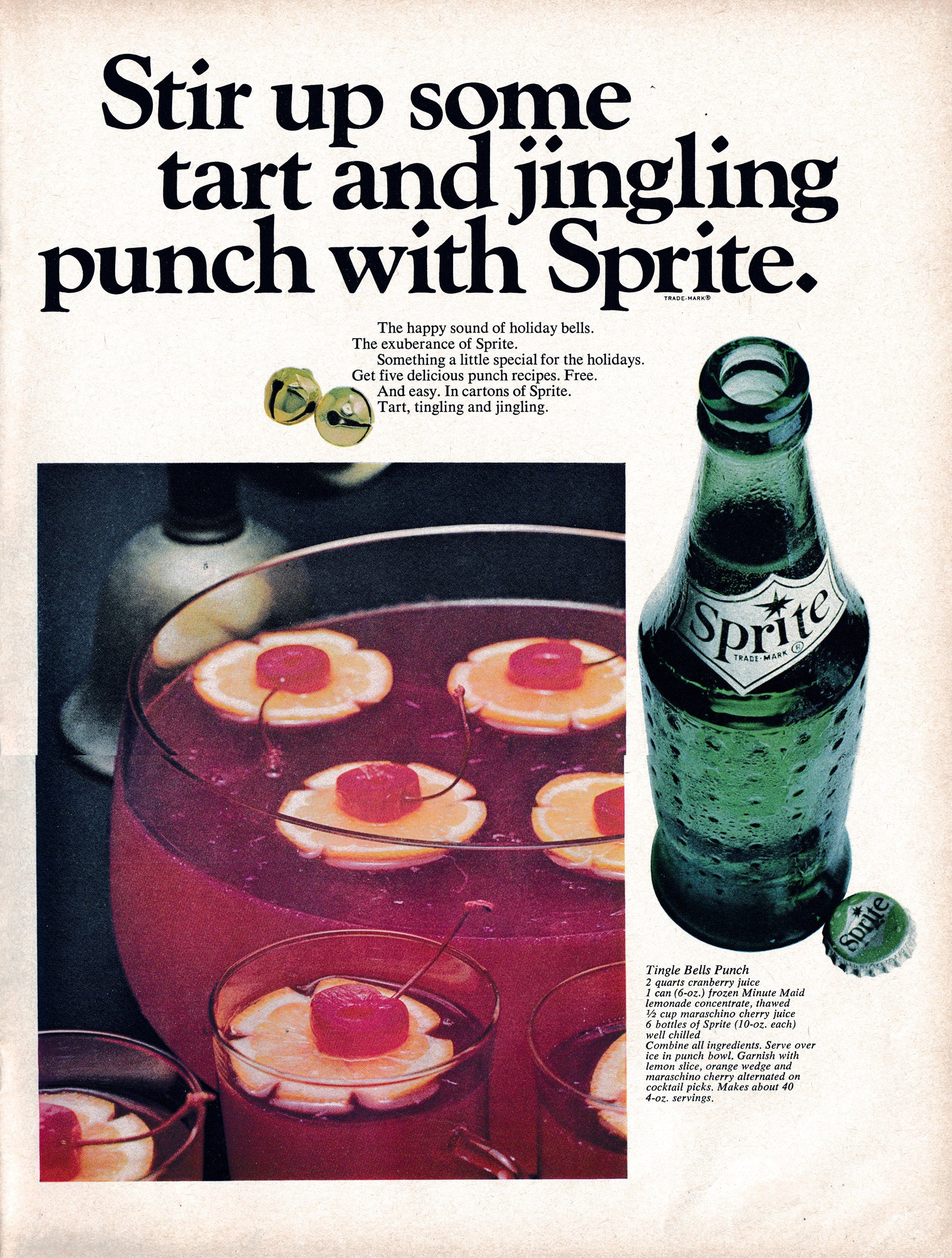 1967 Sprite Tingle Bell Punch Recipe-no Alcohol-original 13.5 - Etsy Canada