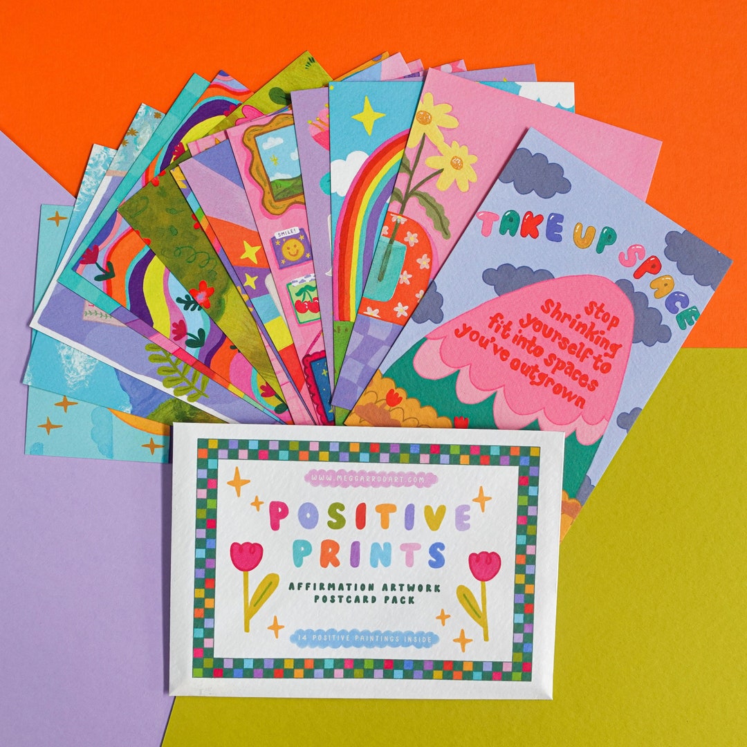 Positive Prints ~ 14 Postcard Set ~ Affirmation Artwork, Self Love Art ...