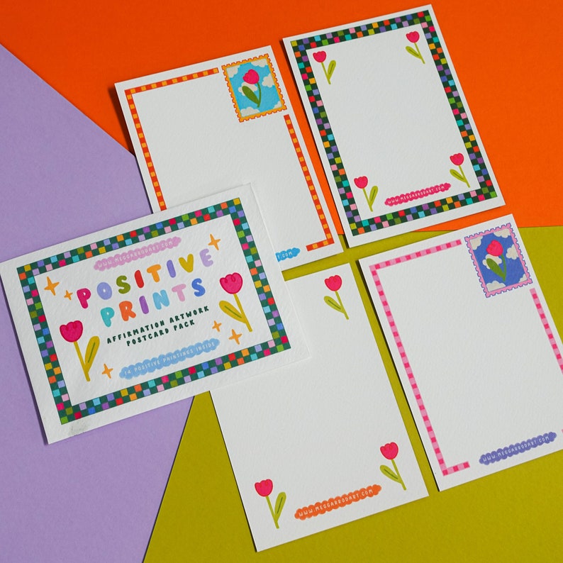 Positive Prints 14 Postcard Set Affirmation Artwork Self - Etsy