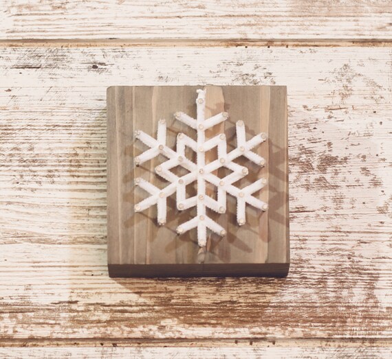 Fuzzy Snowflake String Art Block - Etsy