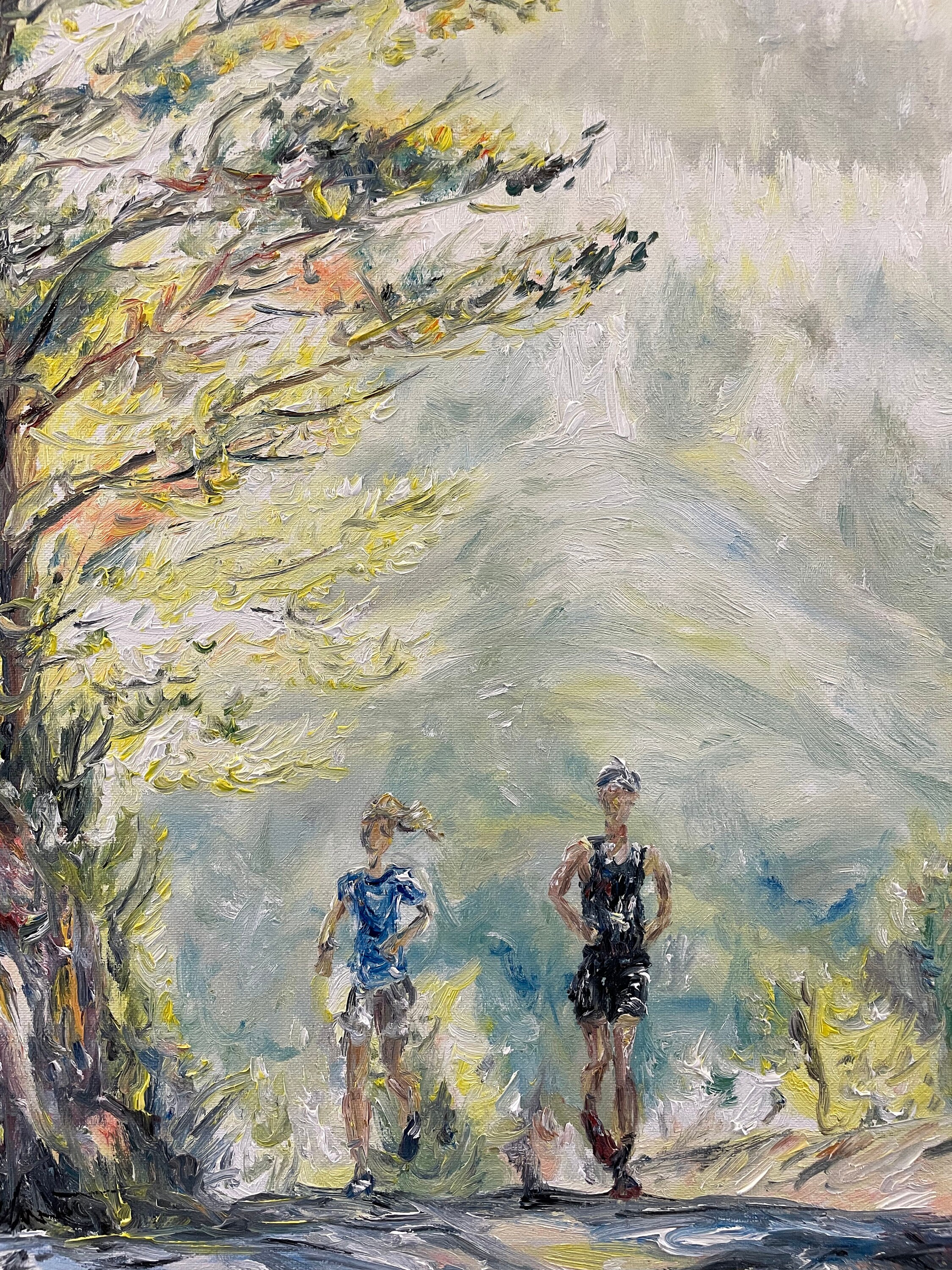 Original Oil Painting of Runners in Auburn California - Etsy