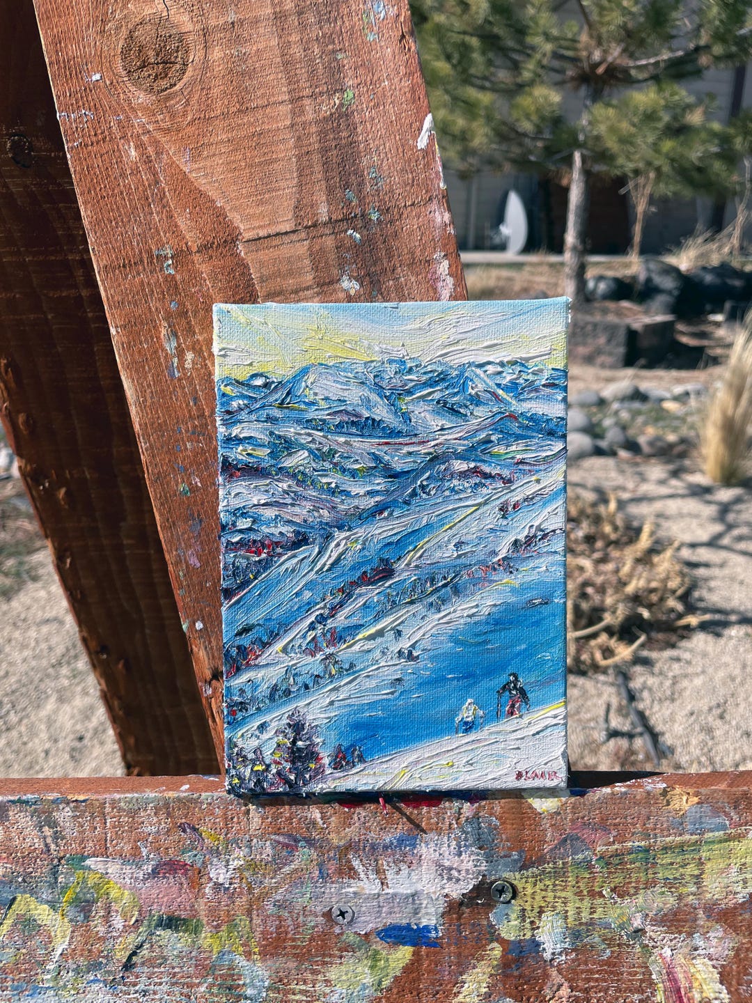 Tahoe Splitfest (#40/365) – 5x7-inch Original Oil Painting on Canvas of Splitboarding, Touring ...