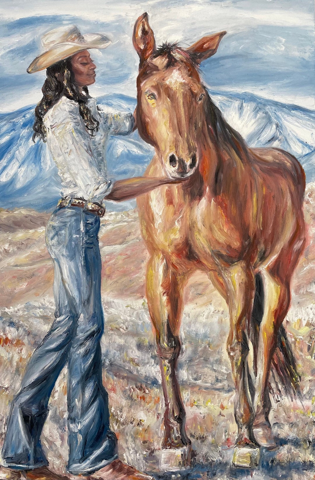One of a Kind Original Oil Painting on Canvas of Nevada Rancher and ...