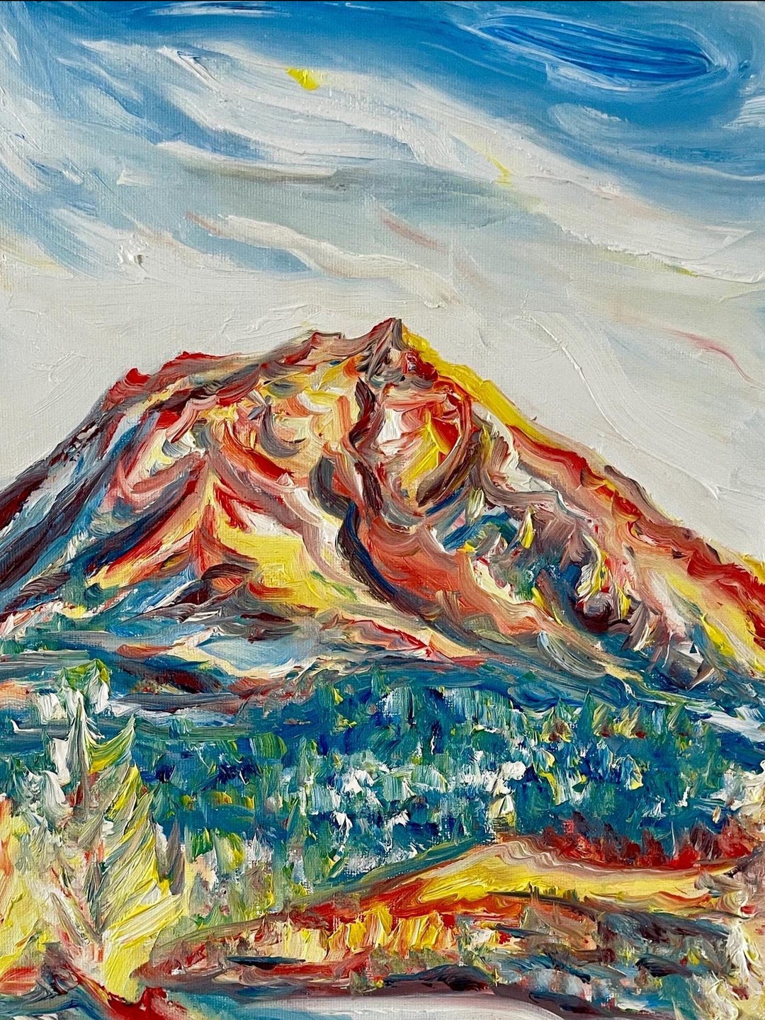 GOOD MORNING SHASTA – Bright, Bold 10x20-inch Original Oil Painting on ...