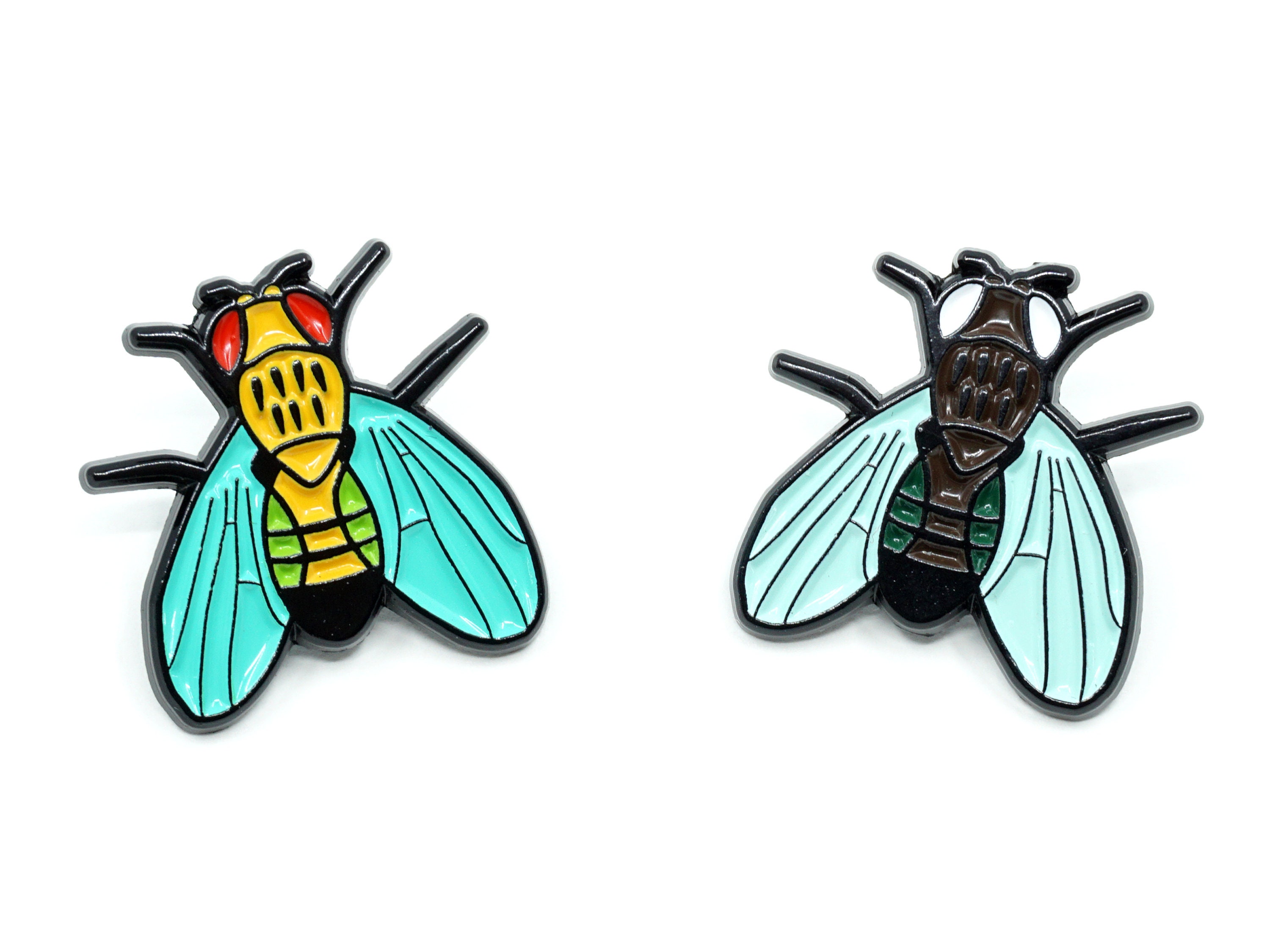 Fruit Fly Enamel Lapel Pins -- 2pc Set -- Drosophila Genetics Flair ...