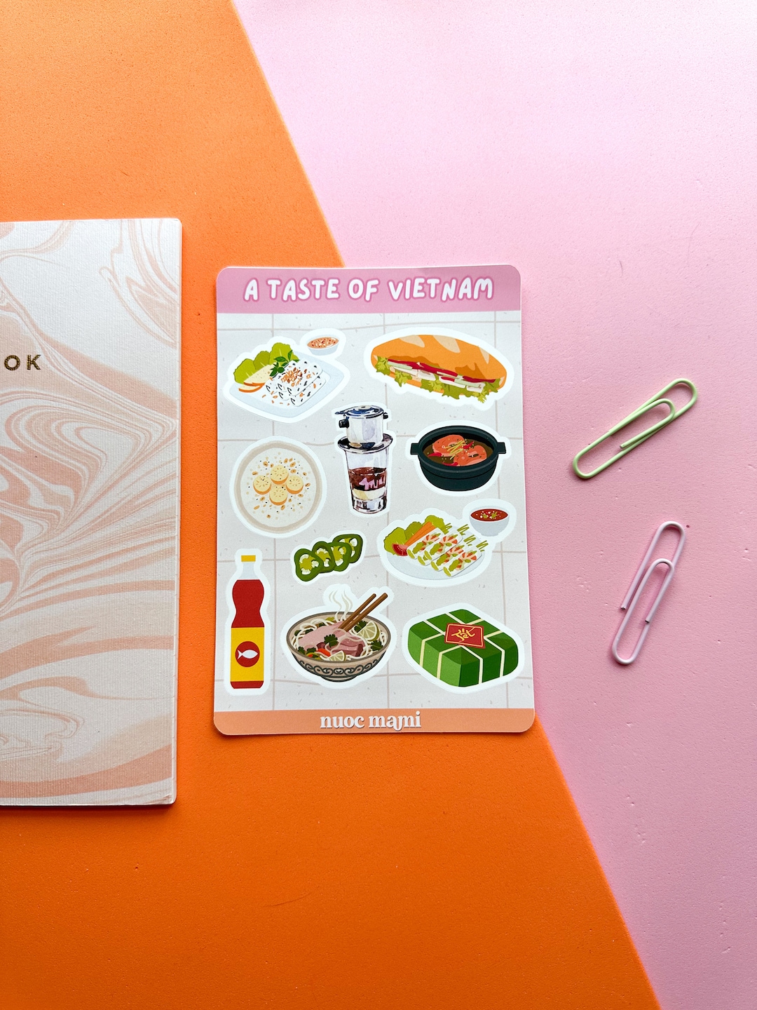 A Taste of Vietnam Sticker Sheet, Vietnamese Food Sticker Sheet, Asian ...