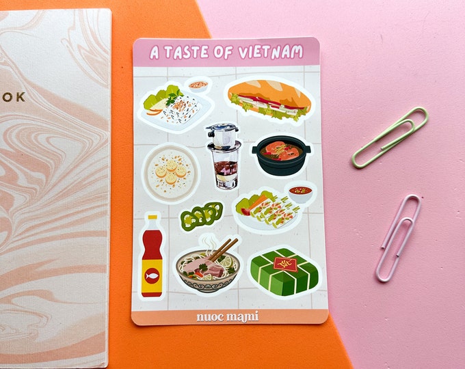 A Taste of Vietnam Sticker Sheet, Vietnamese Food Sticker Sheet, Asian ...