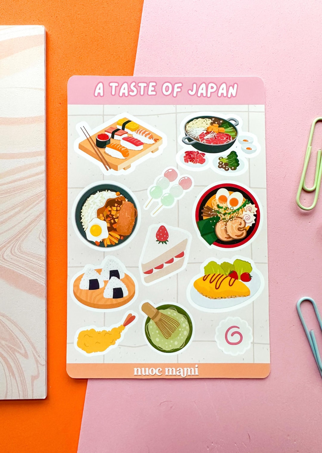 A Taste of Japan Sticker Sheet, Japanese Food Sticker Sheet, Asian Food ...