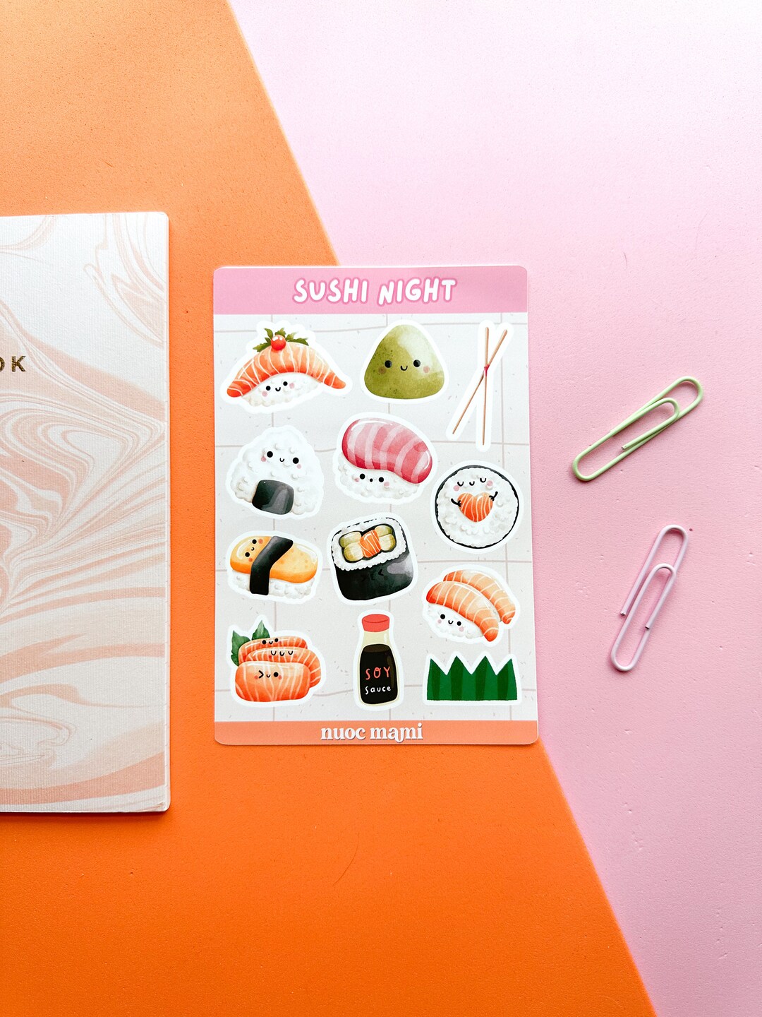 Sushi Night Sticker Sheet, Japanese Food Sticker Sheet, Asian Food ...