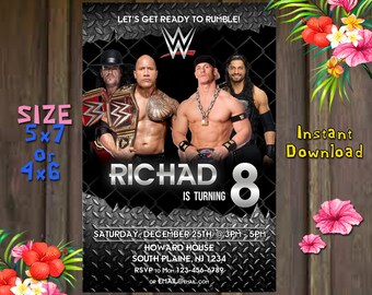 Wwe birthday invitations | Etsy