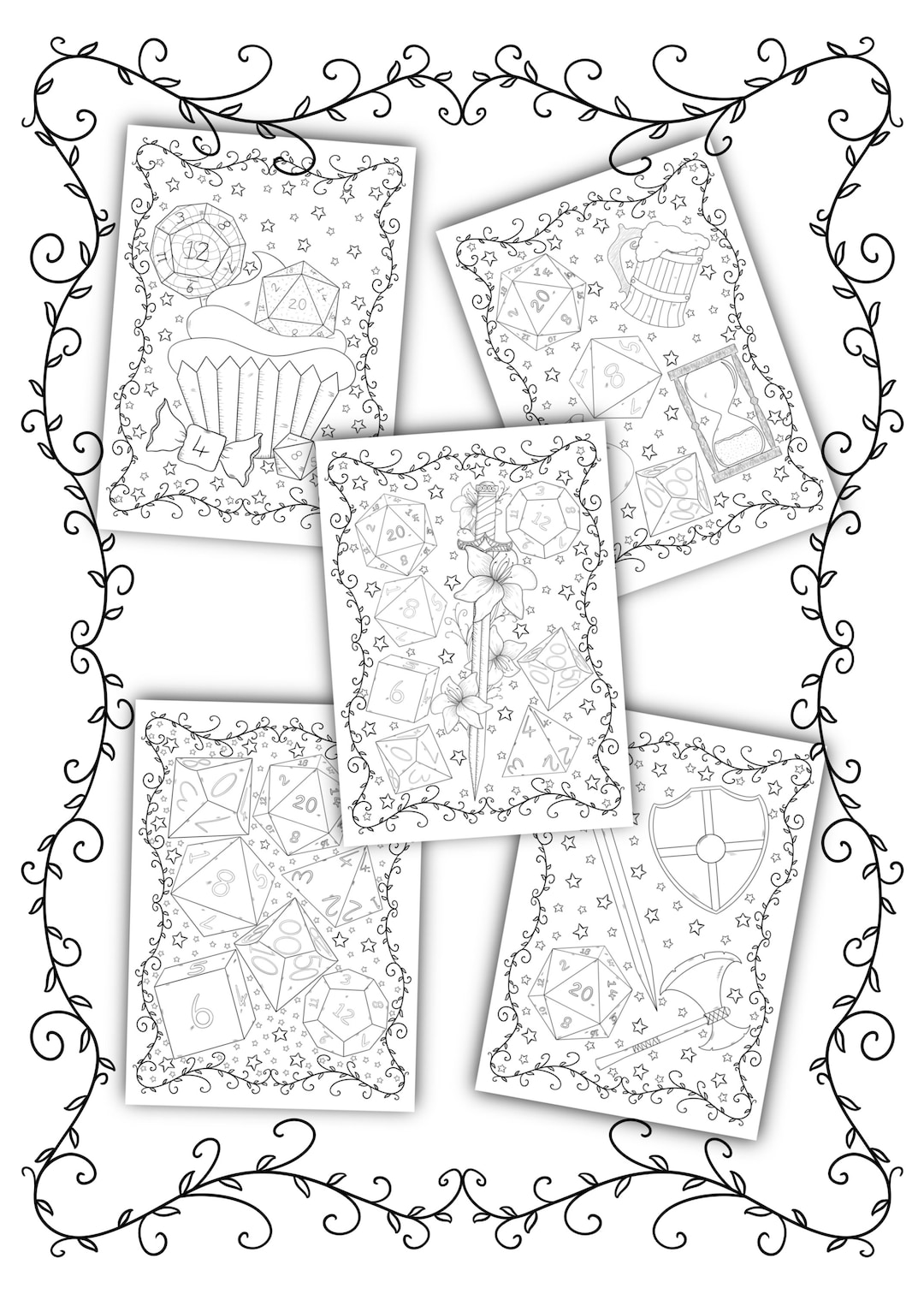 PNG Digital RPG Colouring Pages Sheets - Etsy