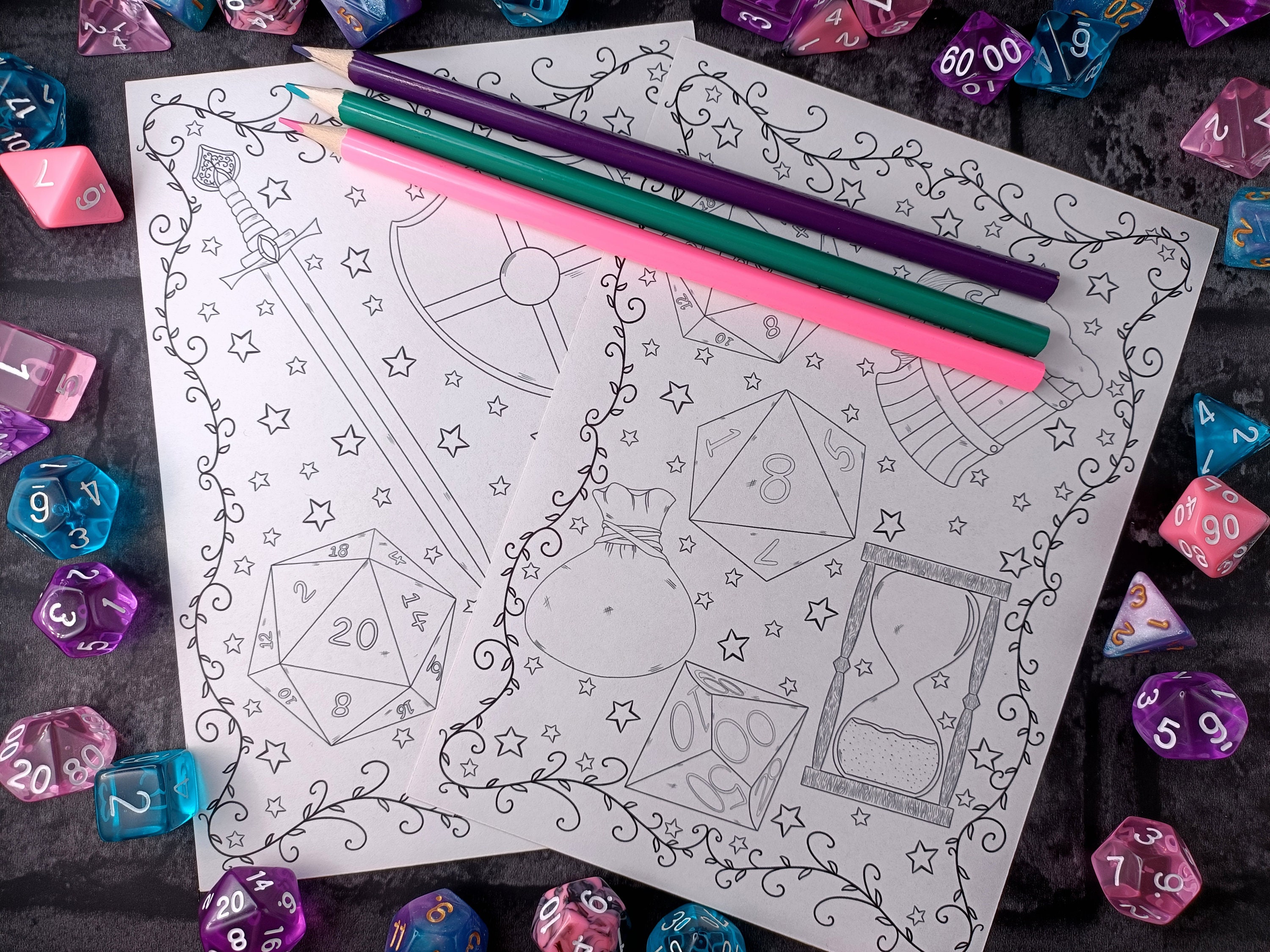 Set of Five RPG Colouring Pages Sticker Sheets Self Adhesive - Etsy UK