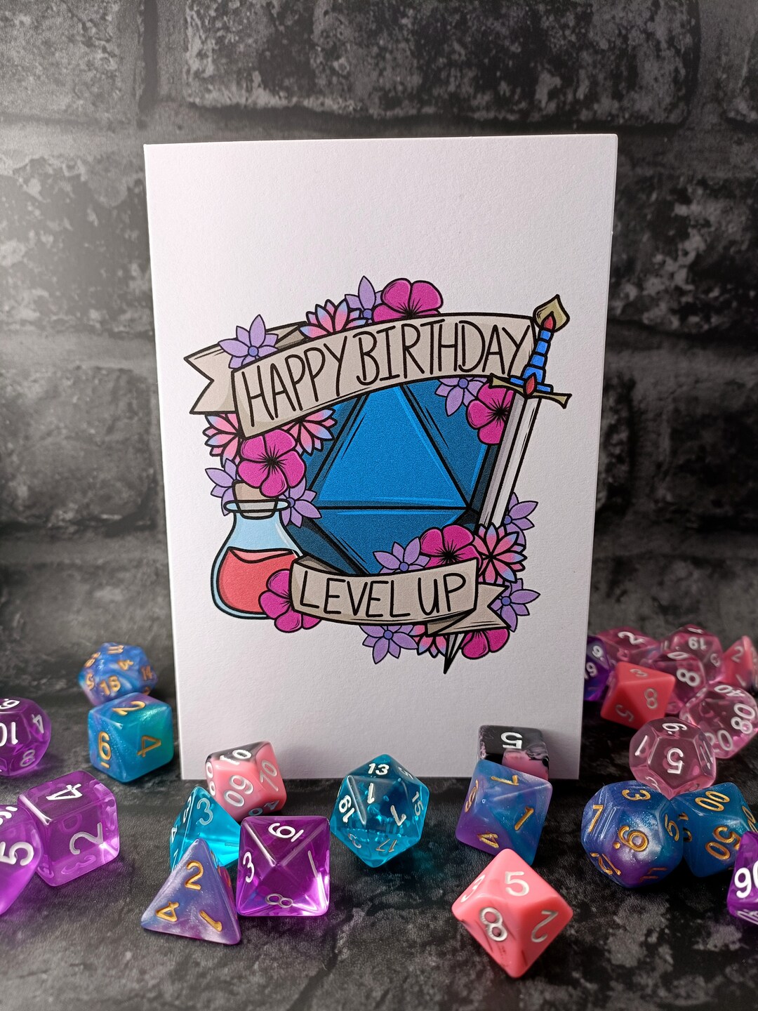 RPG D20 Happy Birthday Level up Greeting Card - Etsy