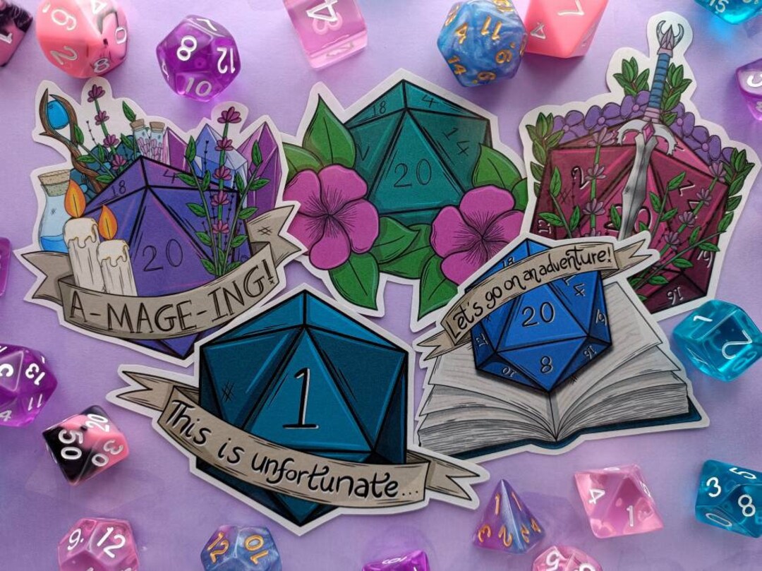 RPG D20 Dice TTRPG Sticker Set - Etsy