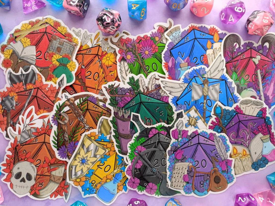 RPG Class D20 RPG Polyhedral Dice Stickers - Etsy